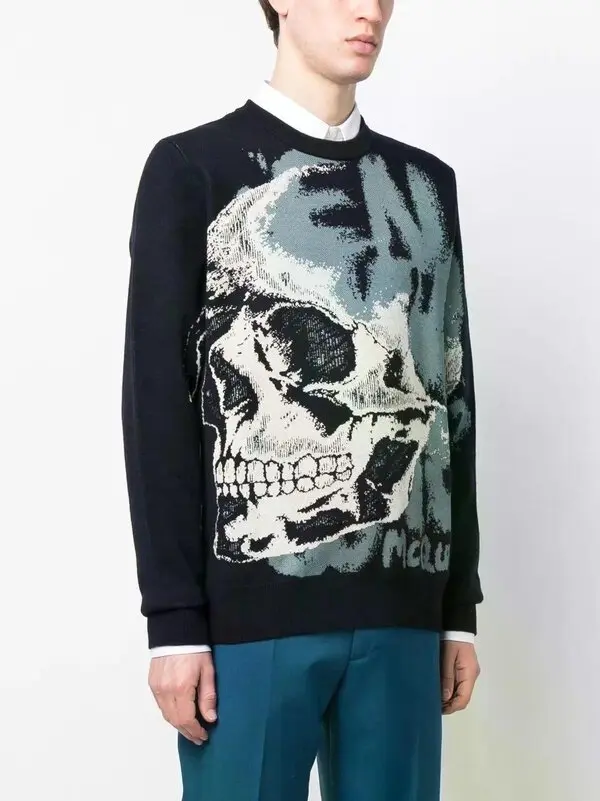 Alexander McQueen Skull Motif Jacquard Jumper
