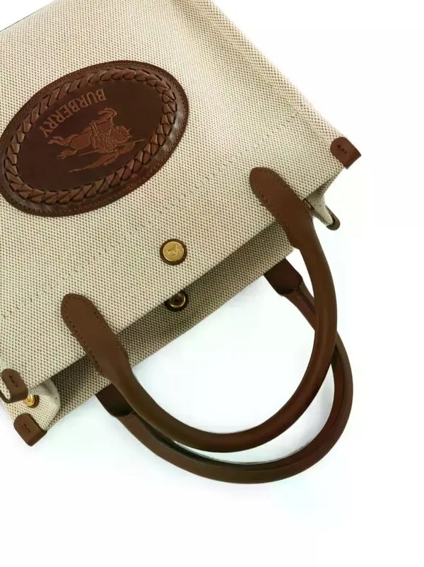 Burberry Mini Clovelly Logo-patch Tote Bag - Neutrals