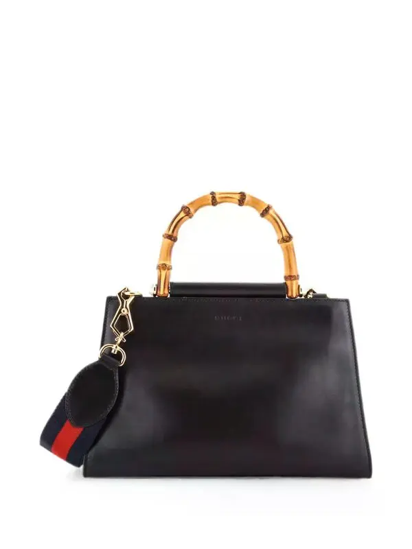Gucci Nymphaea Top Handle Bag Leather Small Satchel - Black