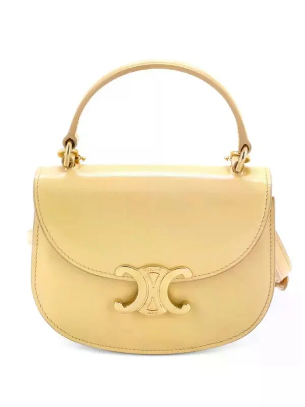 Celine Triomphe Besace Cléa Top Handle Flap Bag - Yellow