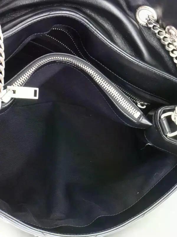 Saint Laurent Loulou Matelassé Chevron Leather Medium Shoulder Bag - Black