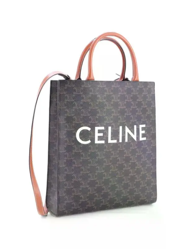 Celine Vertical Cabas Triomphe Coated Canvas Tote Bag - Brown