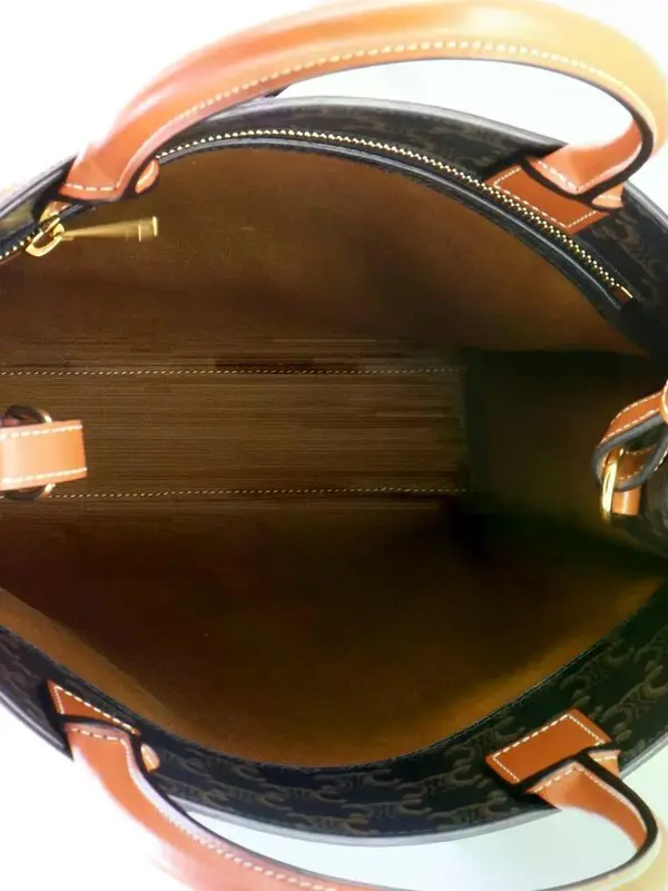 Celine Vertical Cabas Triomphe Coated Canvas Tote Bag - Brown