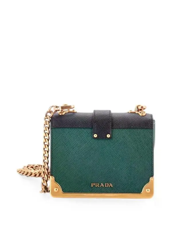 Prada Cahier Embellished Leather Micro Crossbody Bag - Black