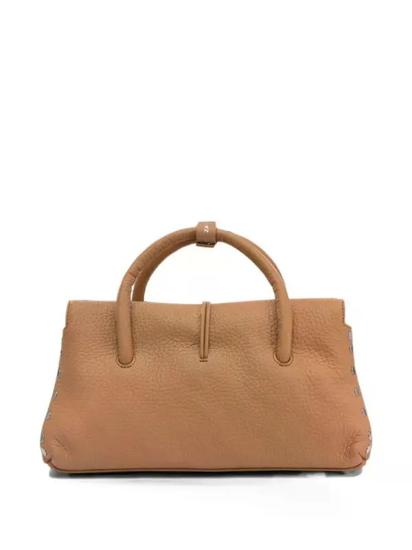 ZANELLATO Dotta Stud-embellished Leather Tote Bag - Neutrals