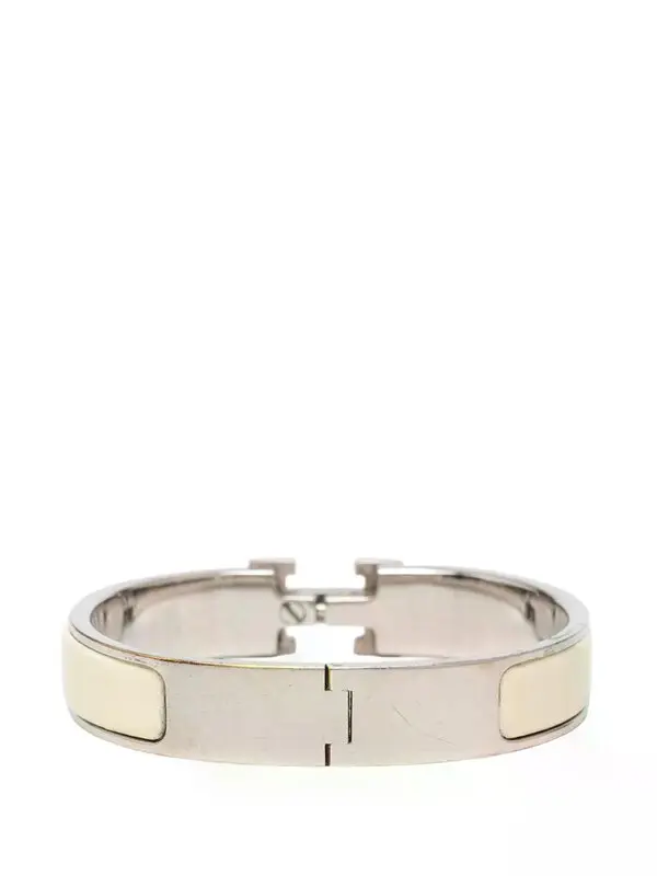 Hermès Enamel And Palladium-plated Metal Clic H Bracelet - White