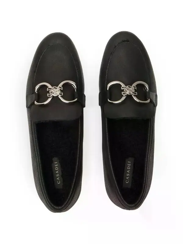 Casadei Bufaland Loafers With Chain Detail - Black