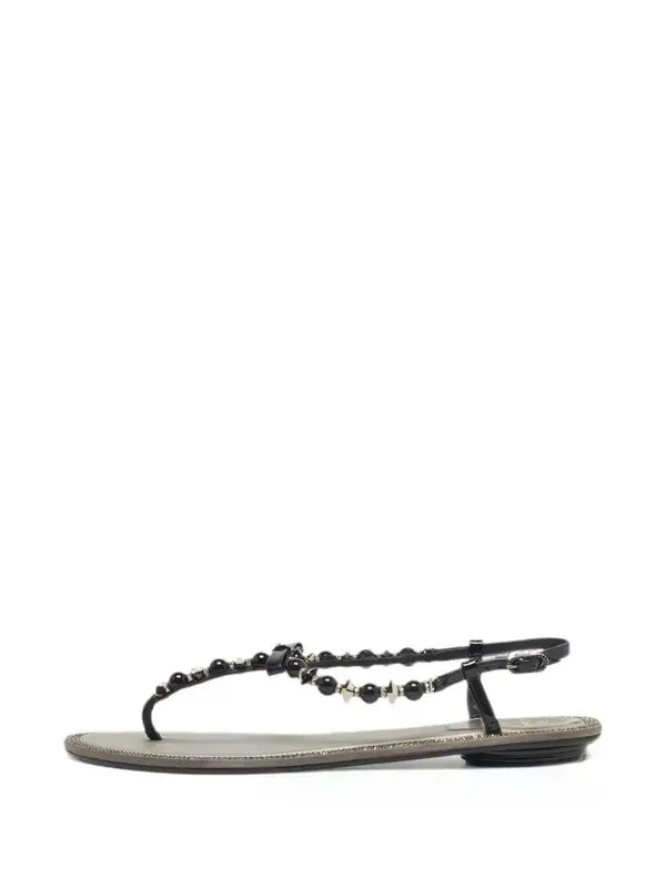 Rene Caovilla Embellished Patent Leather Thong Sandals