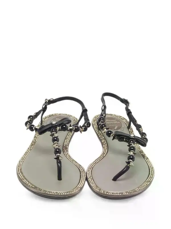 Rene Caovilla Embellished Patent Leather Thong Sandals