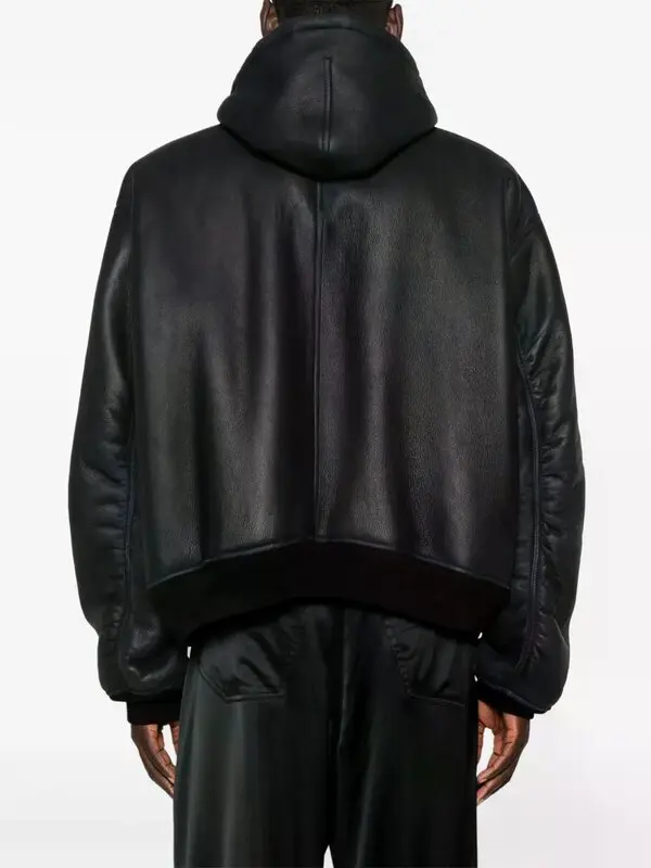 Balenciaga Hooded Leather Bomber Jacket