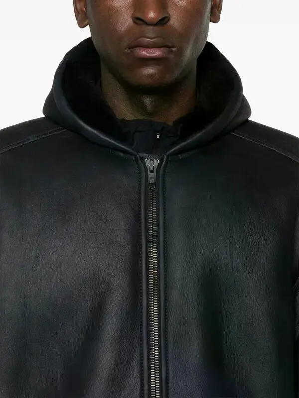 Balenciaga Hooded Leather Bomber Jacket