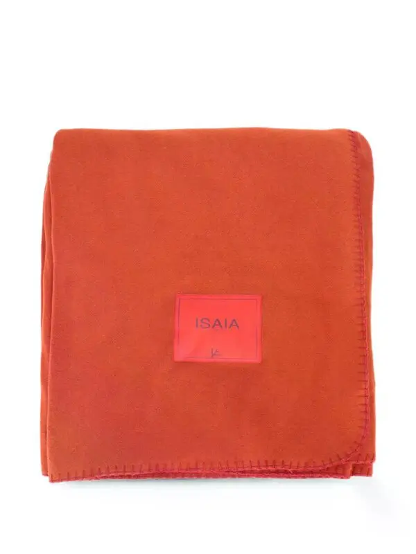 Isaia Blanket-stitch Logo-patch Blanket