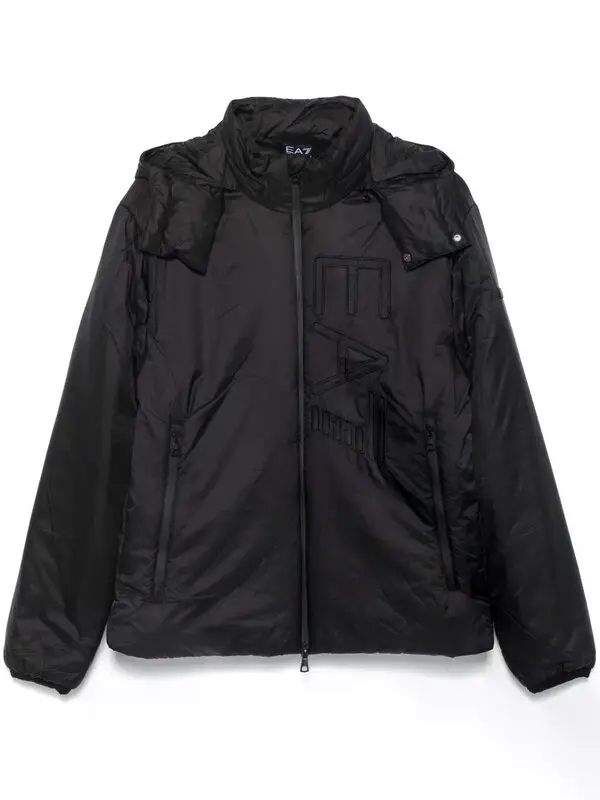 EA7 Logo Embroidered Puffer Jacket