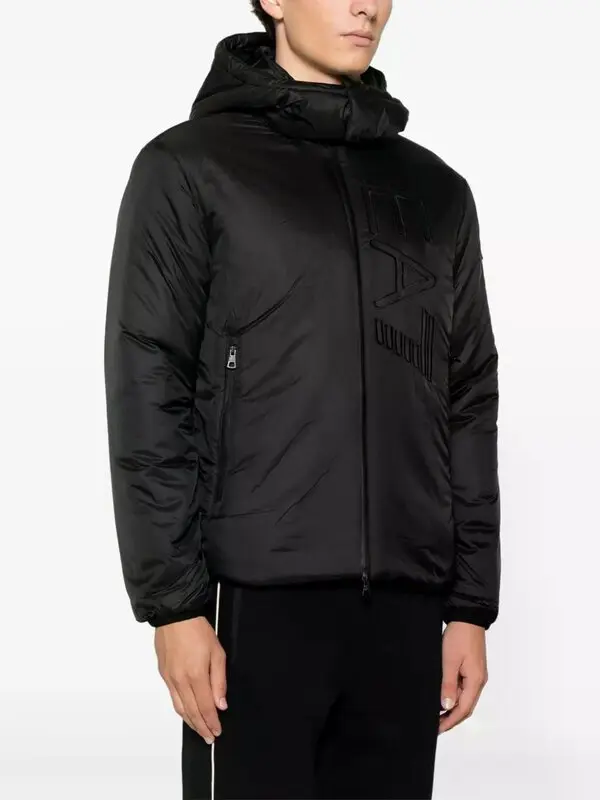 EA7 Logo Embroidered Puffer Jacket