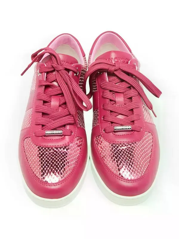 JIMMY CHOO Snakeskin-embossed Lace-up Sneakers