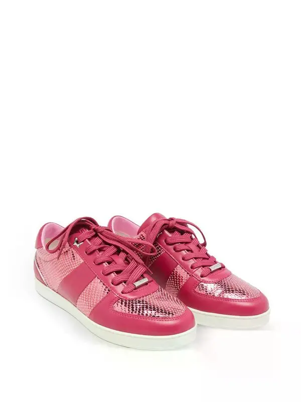 JIMMY CHOO Snakeskin-embossed Lace-up Sneakers