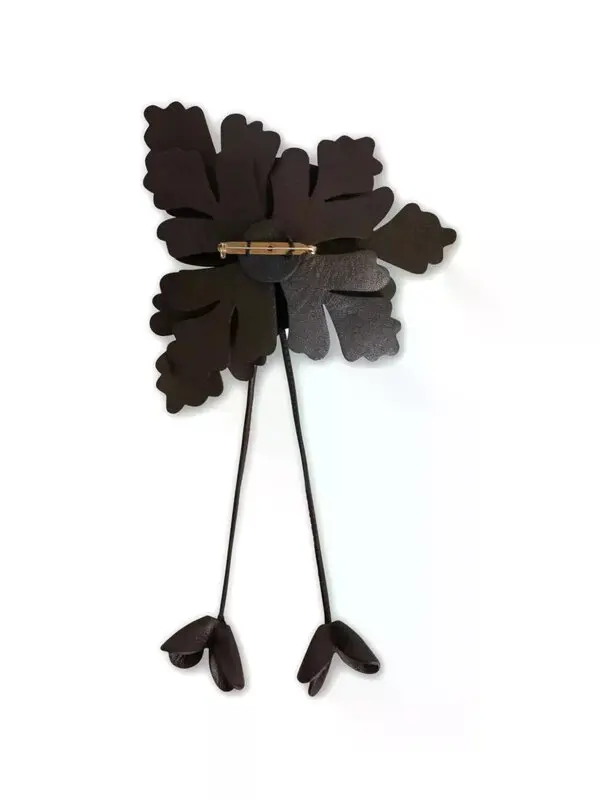 Alberta Ferretti Floral Motif Leather Brooch - Brown
