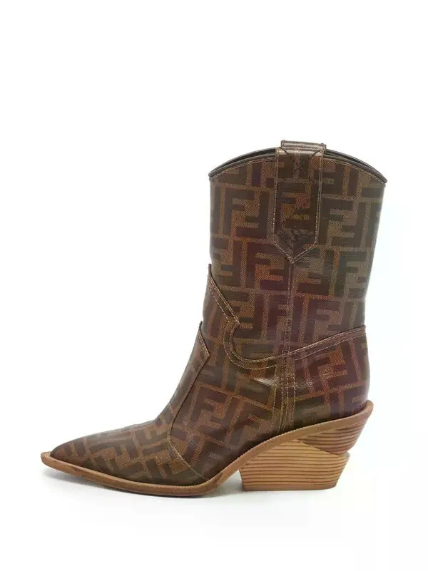 Fendi Zucca Pointed Toe Ankle Boots