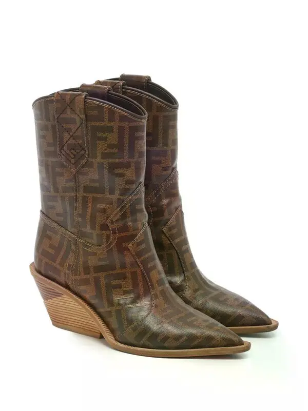 Fendi Zucca Pointed Toe Ankle Boots