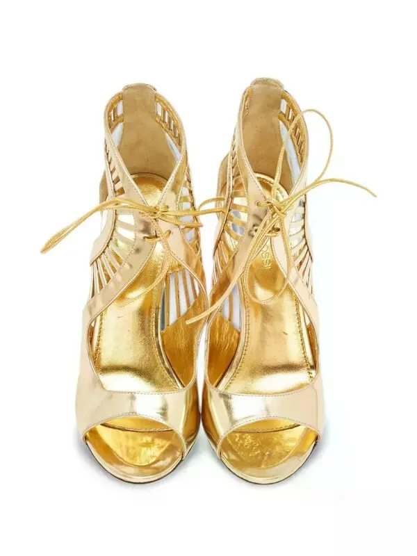 SERGIO ROSSI Tone Lace-up Leather Stiletto Sandals
