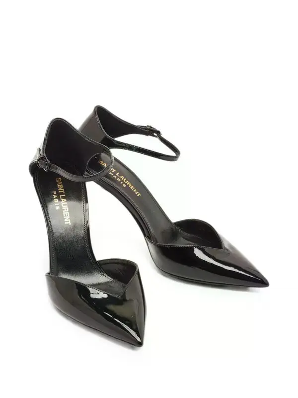 Saint Laurent Patent Leather Anouk Pumps With Ankle Strap
