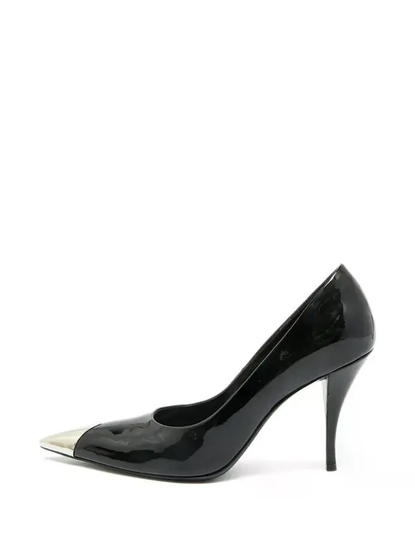 Saint Laurent Patent Leather Stiletto Pumps With Metal Toe Cap