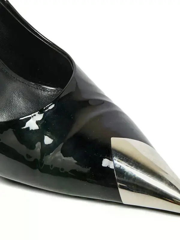 Saint Laurent Patent Leather Stiletto Pumps With Metal Toe Cap