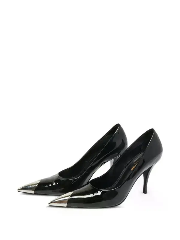 Saint Laurent Patent Leather Stiletto Pumps With Metal Toe Cap