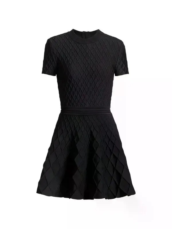 Balmain Flared Knit Dress With Gold Lion Head Buttons