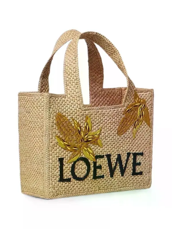 Loewe Embroidered Woven Tote Bag - Neutrals