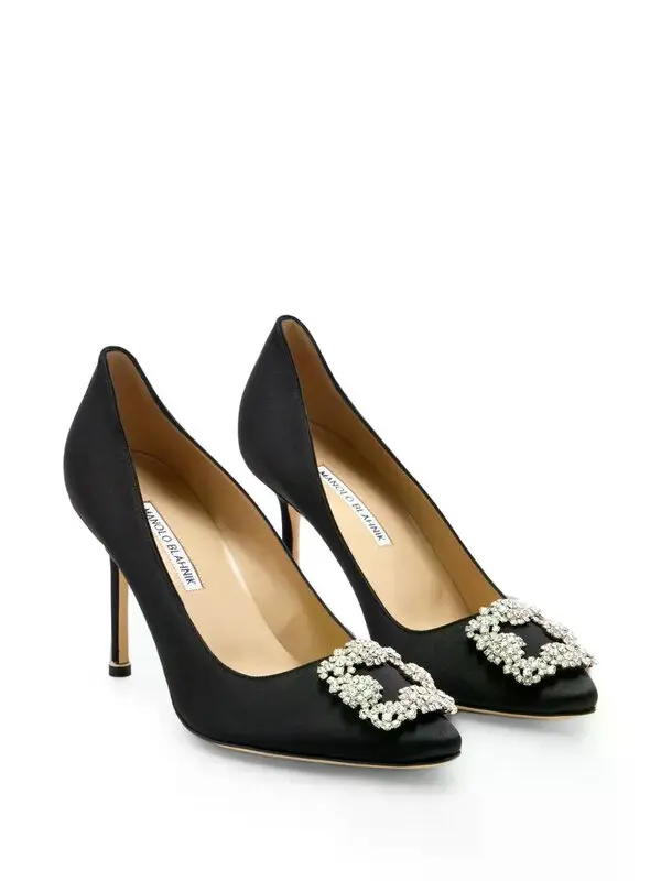 Manolo Blahnik Hangisi 90 Crystal-buckle Pumps