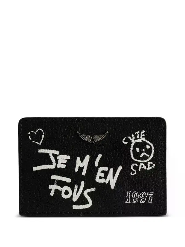 Zadig&Voltaire Graffiti-print Leather Cardholder