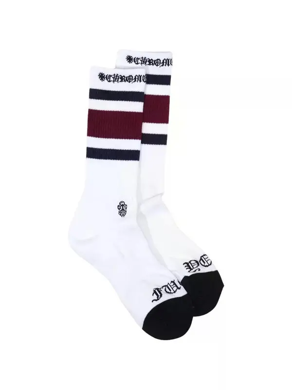 Chrome Hearts Striped Logo Socks