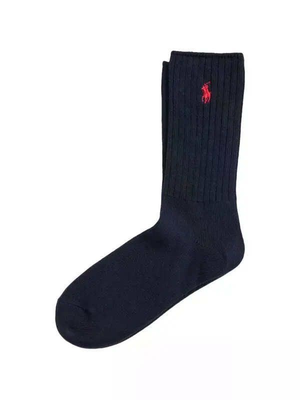 Polo Ralph Lauren Ribbed Embroidered Pony Socks - Blue