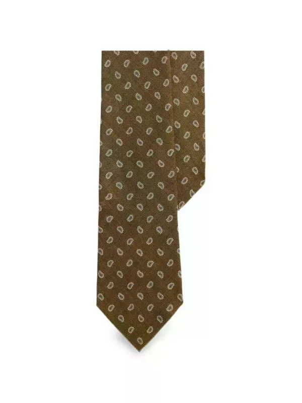 Polo Ralph Lauren Pine Print Linen Neck Tie - Brown