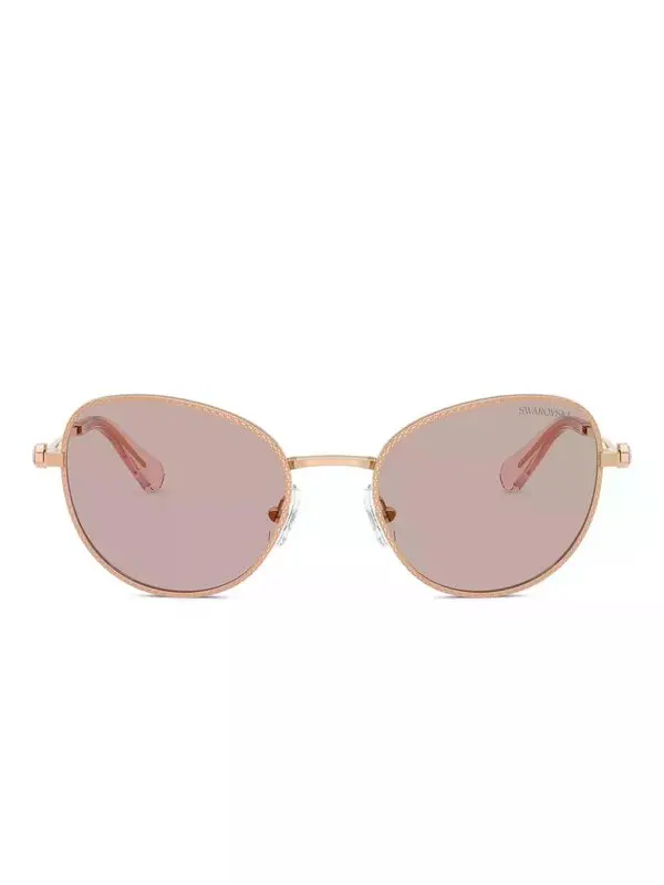 SWAROVSKI Rose Tone Round Frame Sunglasses - Gold