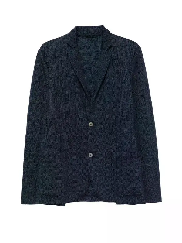 GRAN SASSO Herringbone-knit Single-breasted Wool Blazer