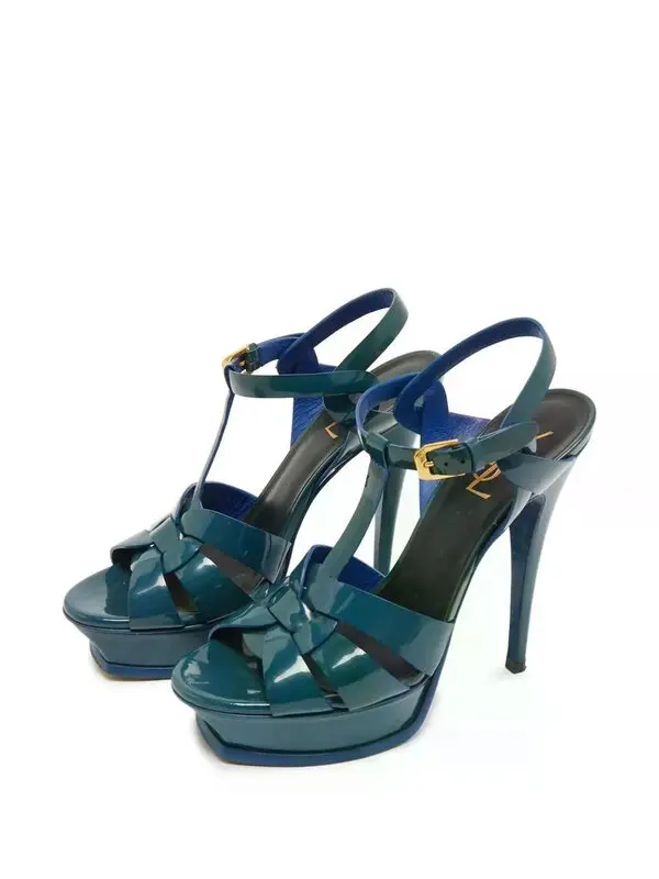 Saint Laurent Tribute Platform Sandals - Blue