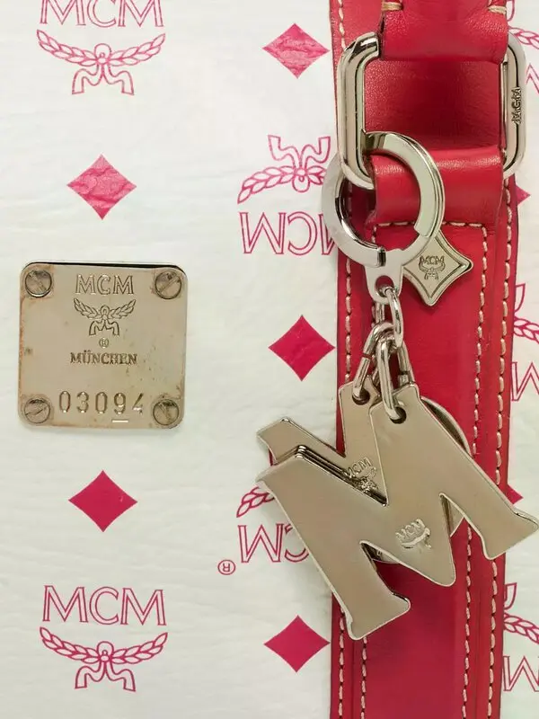Mcm Visetos Logo Charm Boston Bag
