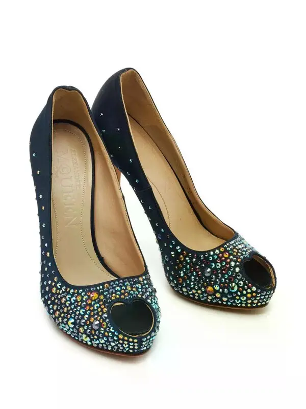 Alexander McQueen Crystal-embellished Open-toe Pumps
