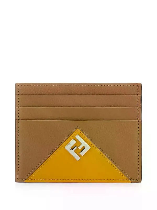 Fendi Lui Logo-plaque Pebbled-leather Card Holder - Brown
