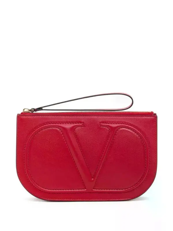 Valentino Garavani Vlogo Walk Calfskin Pouch - Red