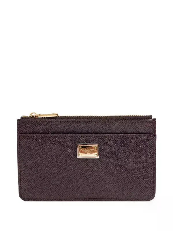 Dolce & Gabbana Logo-plaque Grained Leather Card Holder - Purple