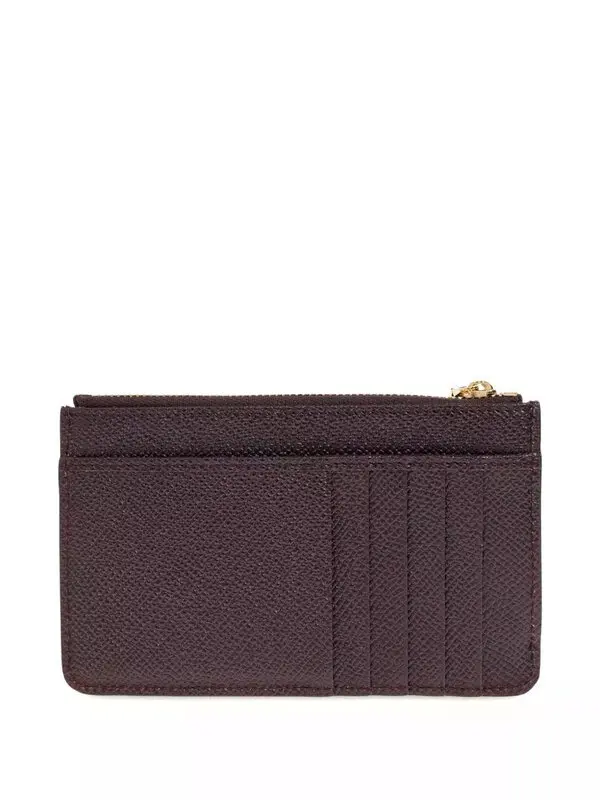 Dolce & Gabbana Logo-plaque Grained Leather Card Holder - Purple