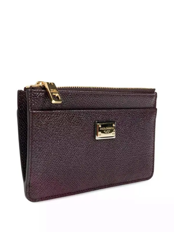 Dolce & Gabbana Logo-plaque Grained Leather Card Holder - Purple