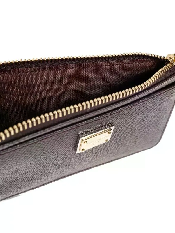 Dolce & Gabbana Logo-plaque Grained Leather Card Holder - Purple
