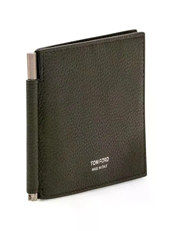 TOM FORD Money-clip Leather Wallet - Green