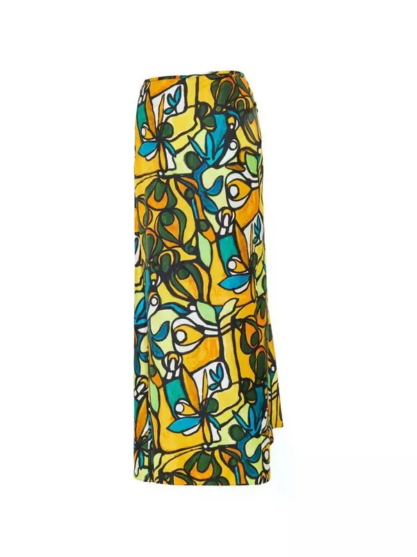 Christopher Esber Abstract Print Draped Skirt - Yellow