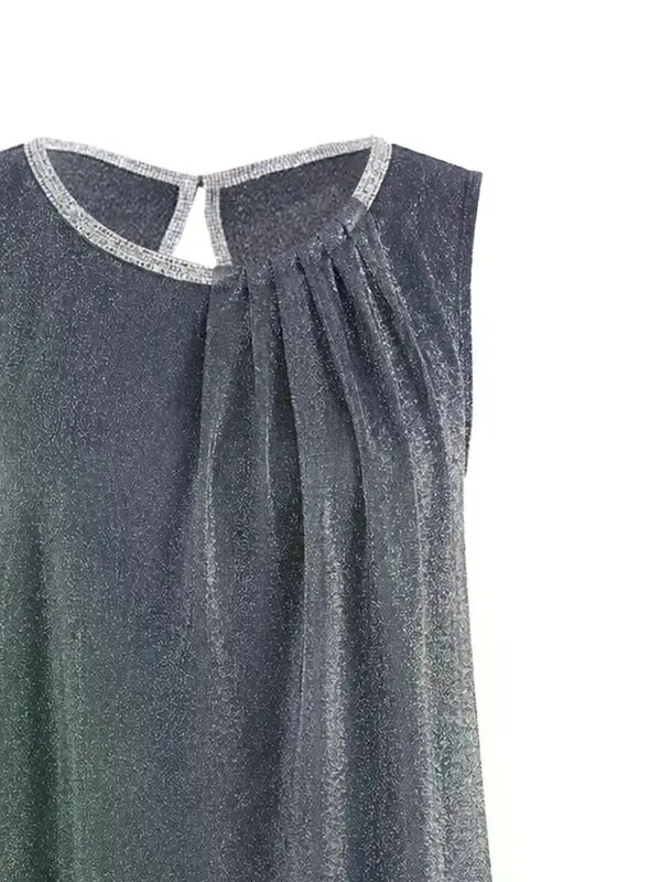 Frank Lyman Pleated Metallic-effect Dress