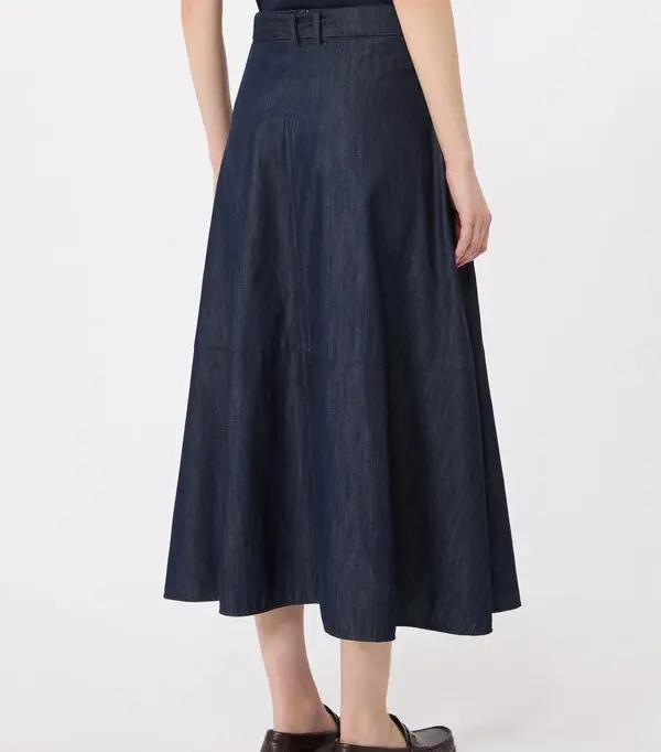 Max Mara Belted Denim Midi Skirt